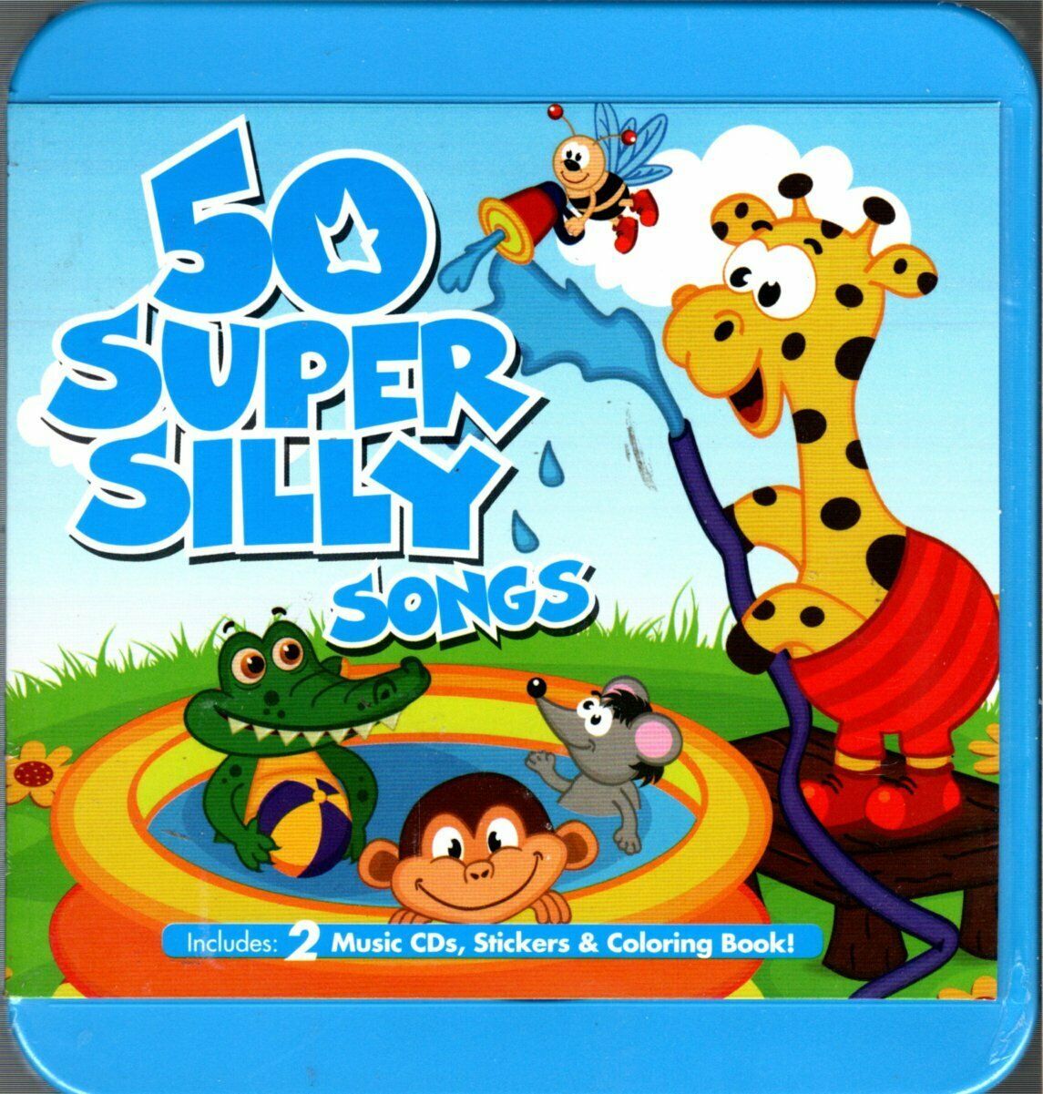 50 Super Silly Songs (2 CDs, Stickers & Coloring Book) CD for Kids - CDs