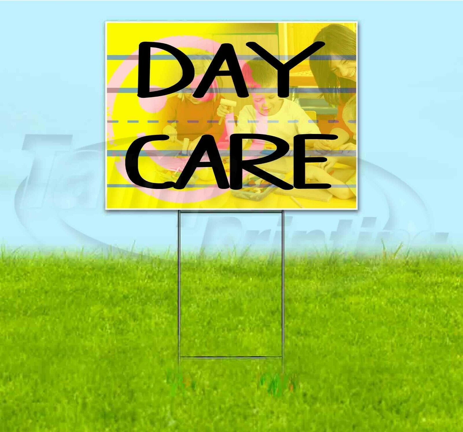 DAY CARE 18x24 Yard Sign WITH STAKE Corrugated Plastic Bandit Lawn USA ...