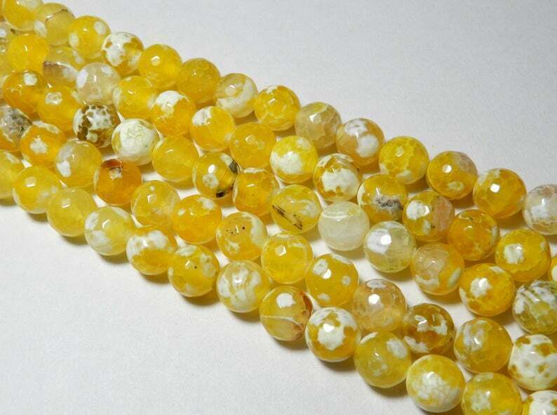 Natural Bandeadas Onix Circular Facetado Cuentas 10MM Talla Amarillo Y ...