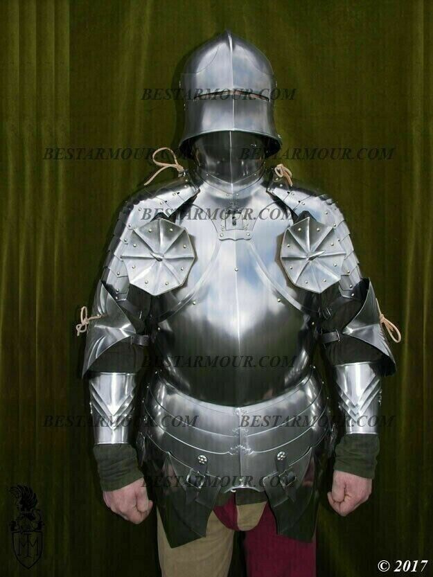Medieval 18GA SCA LARP 15CT Armor Gothic Half Body Armor Suit W/ Sallet ...