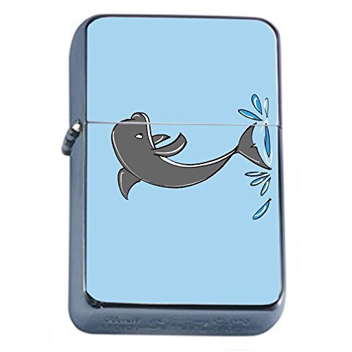 Dolphin Splash Flip Top Dual Torch Em1 Smoking Cigarette Silver ...