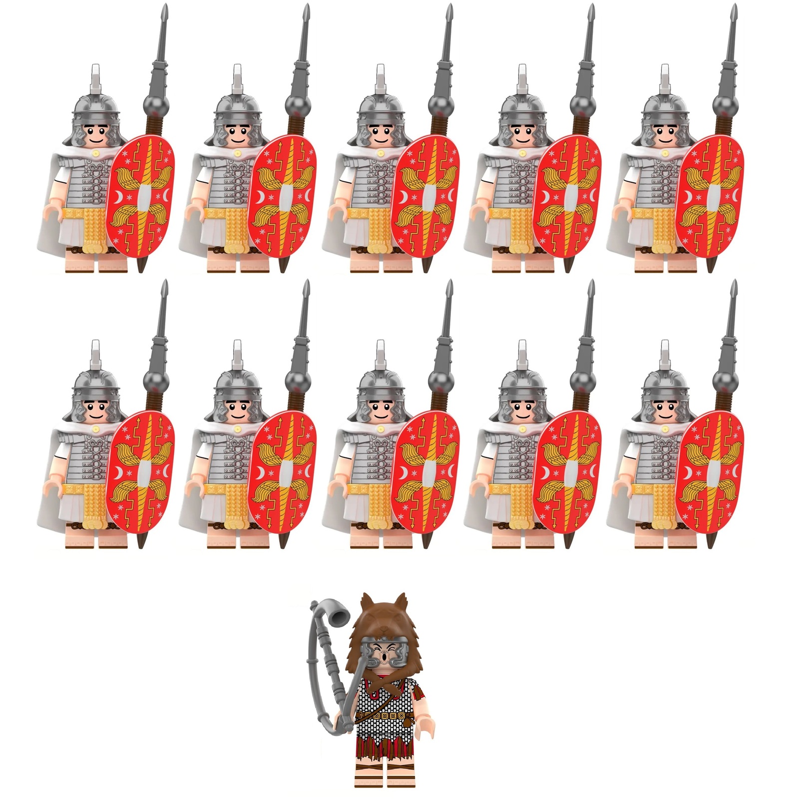 11pcs Roman Cornicen Roman Heavy Infantry Soldiers White Outfit ...