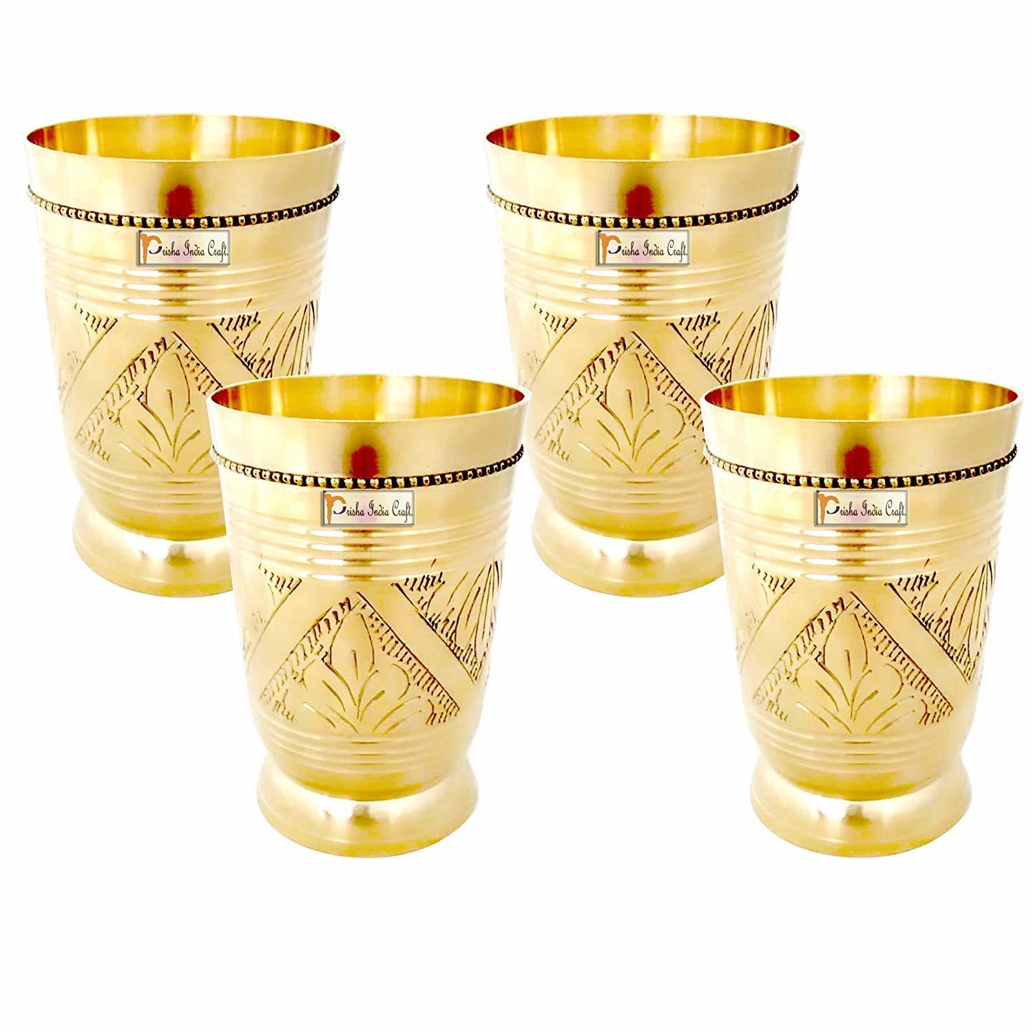 Prisha India Craft Pure Brass Mughlai Style Embossed Design Glass ...