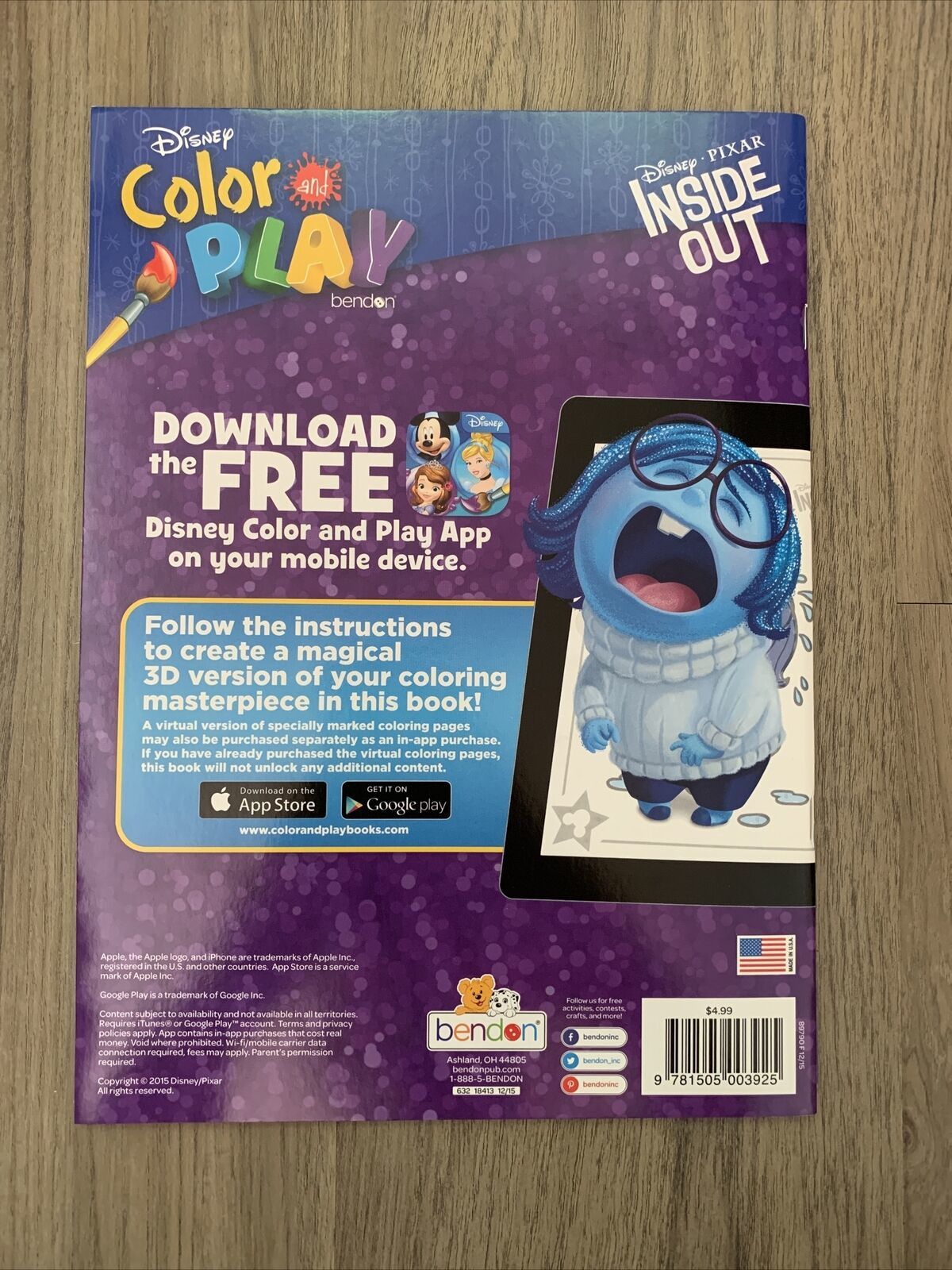 2015 Disney Inside Out Color and Play Come to Life Coloring Book ...