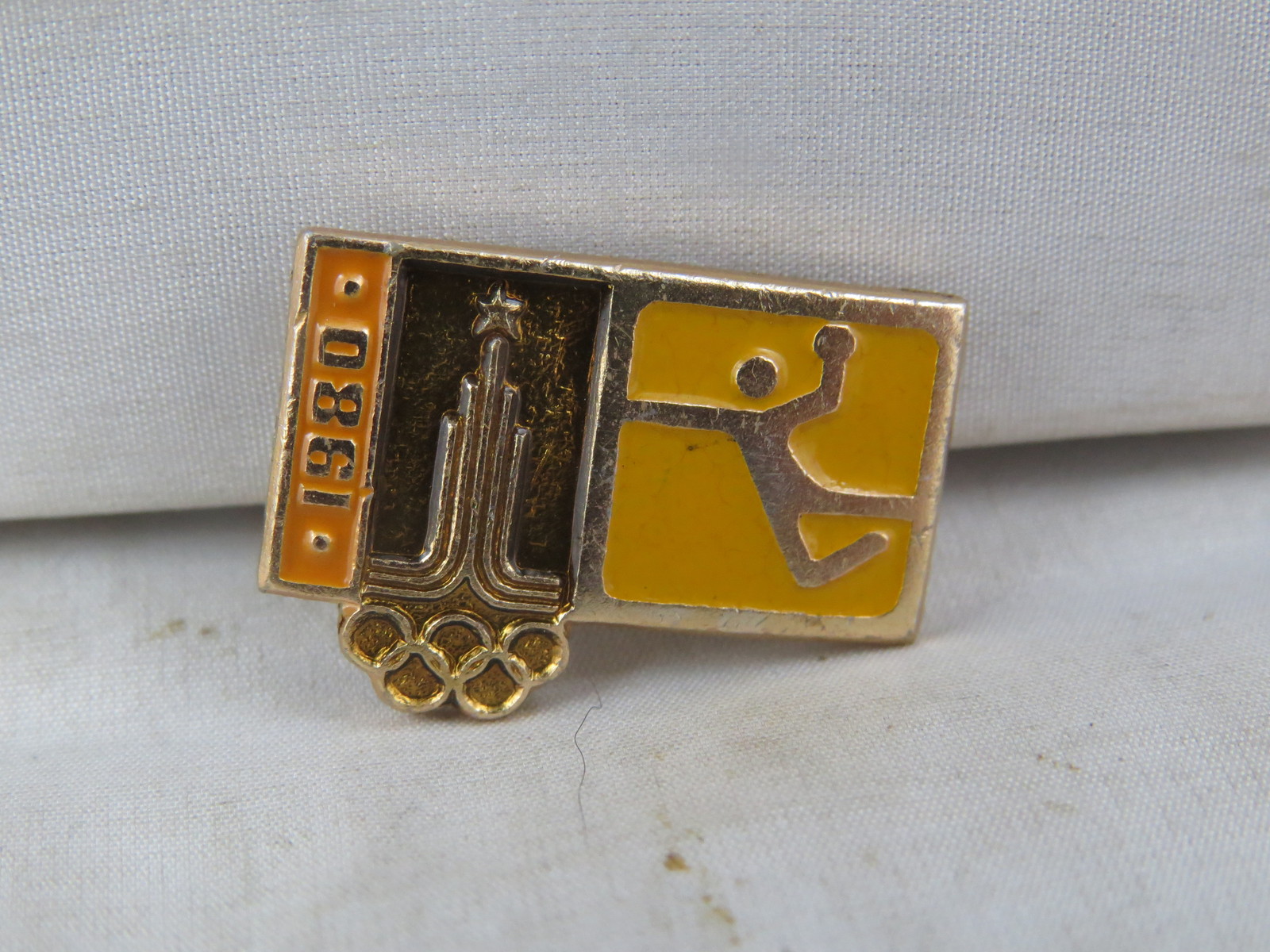 Vintage Olympic Pin - Moscow 1980 Handball - Stamped Pin - Olympics