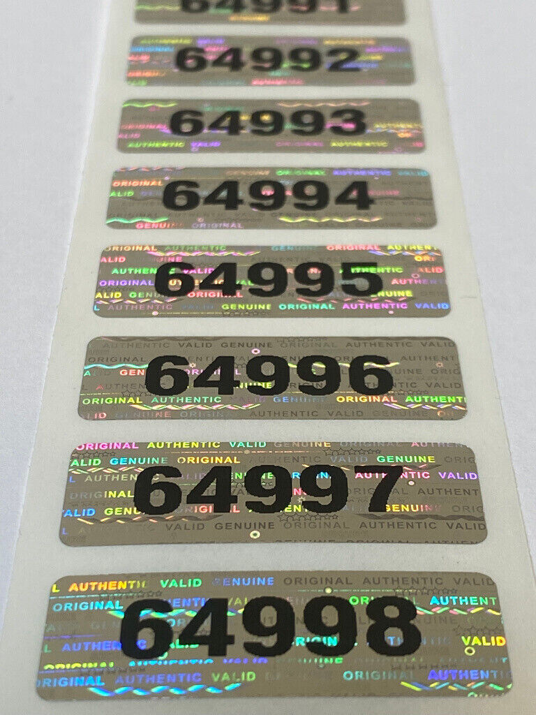 100- SERIAL NUMBER SECURITY HOLOGRAM LABELS STICKERS-TAMPER PROOF-1.5 X .50 INCH - Blank Labels
