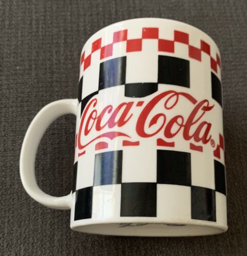 Coca Cola Red Black & White Checkered Coffee Mug by Gibson Dinnerware ...