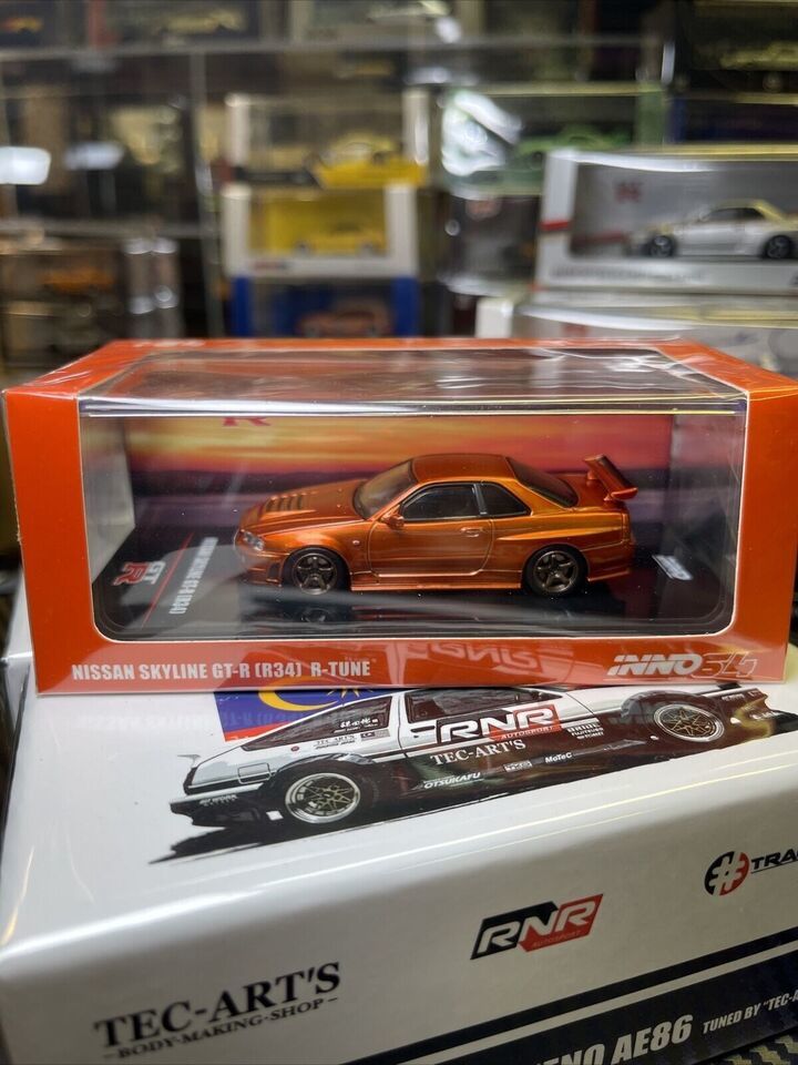 INNO64 Nissan Skyline GT-R R34 R-Tune Orange Metallic - Contemporary ...