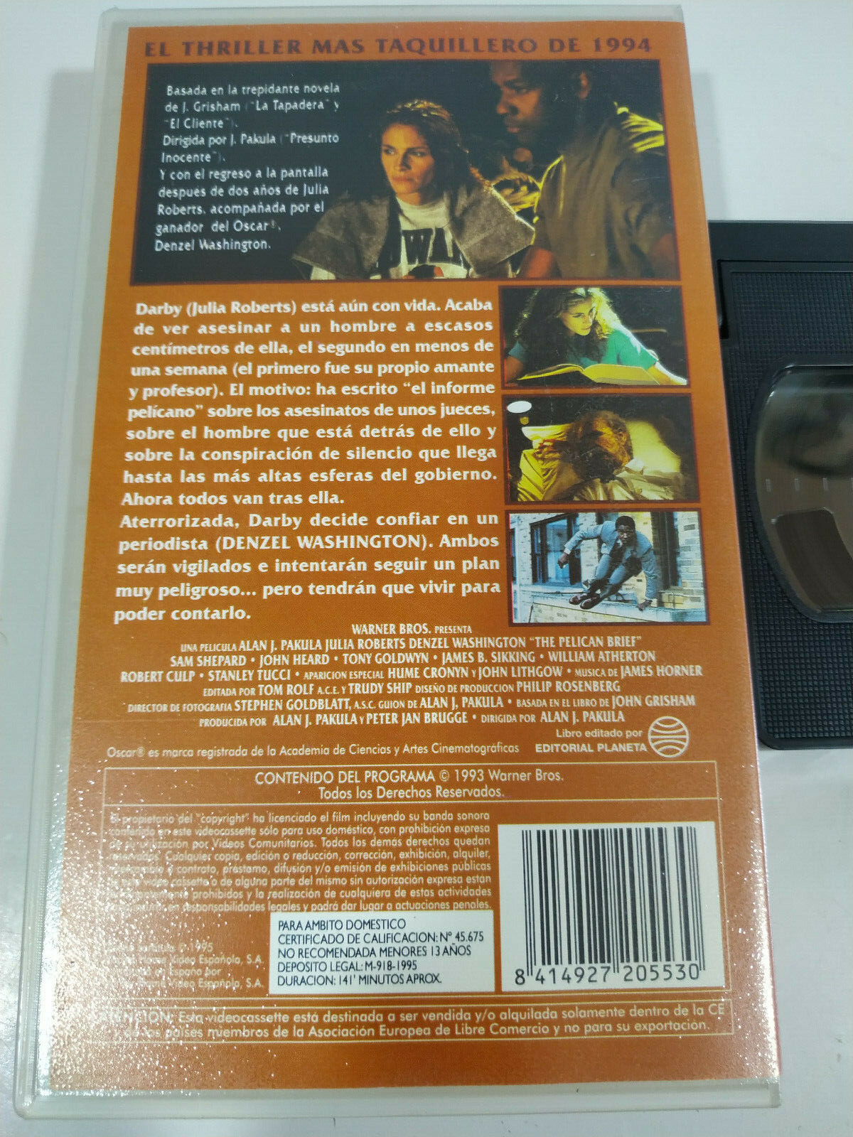 El Report Pelican Julia Roberts Denzel Washington VHS Tape Spanish - 3T ...
