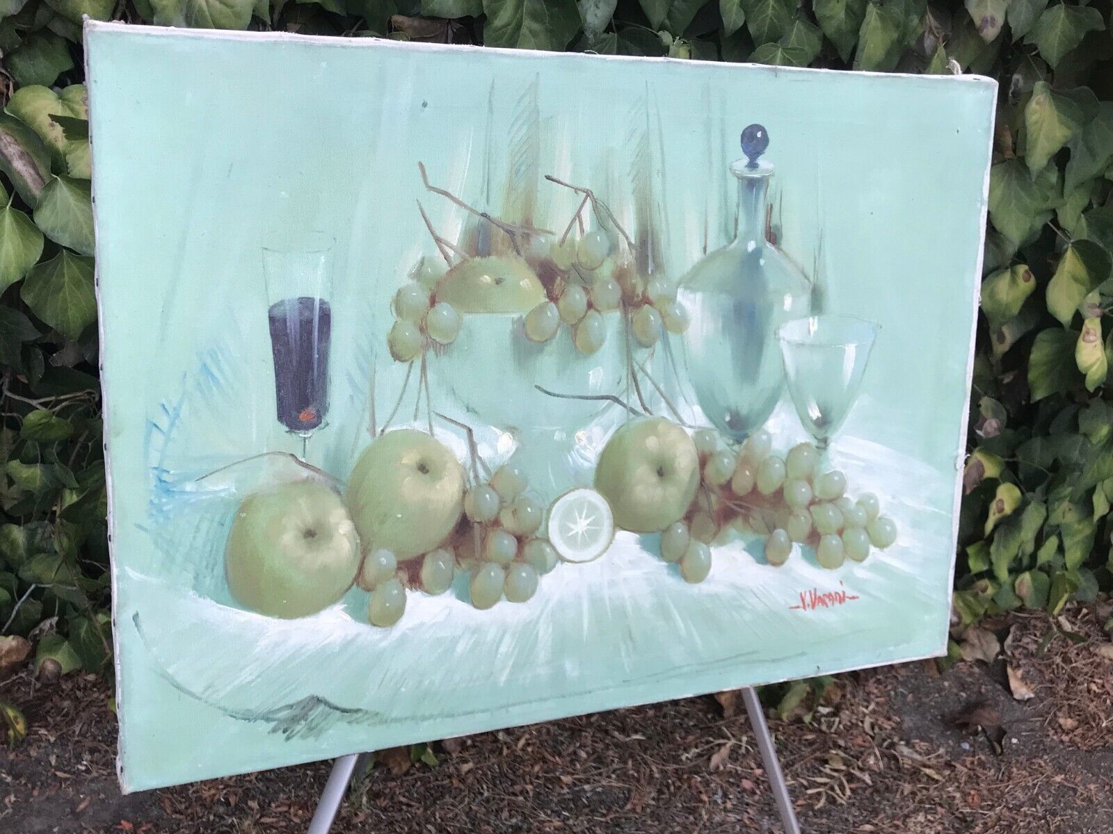 V VARANI Original 1950s MODERN IMPRESSIONIST STILL LIFE MidCentury Oil ...