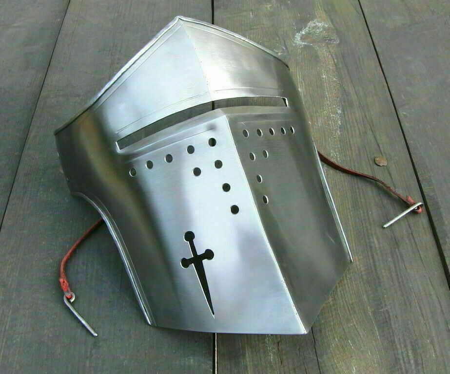 HMB 12 Guage Steel Medieval Bascinet Type Barbuta Helmet Leather ... HMB 12 Guage Steel Medieval Bascinet Type Barbuta Helmet Leather ...