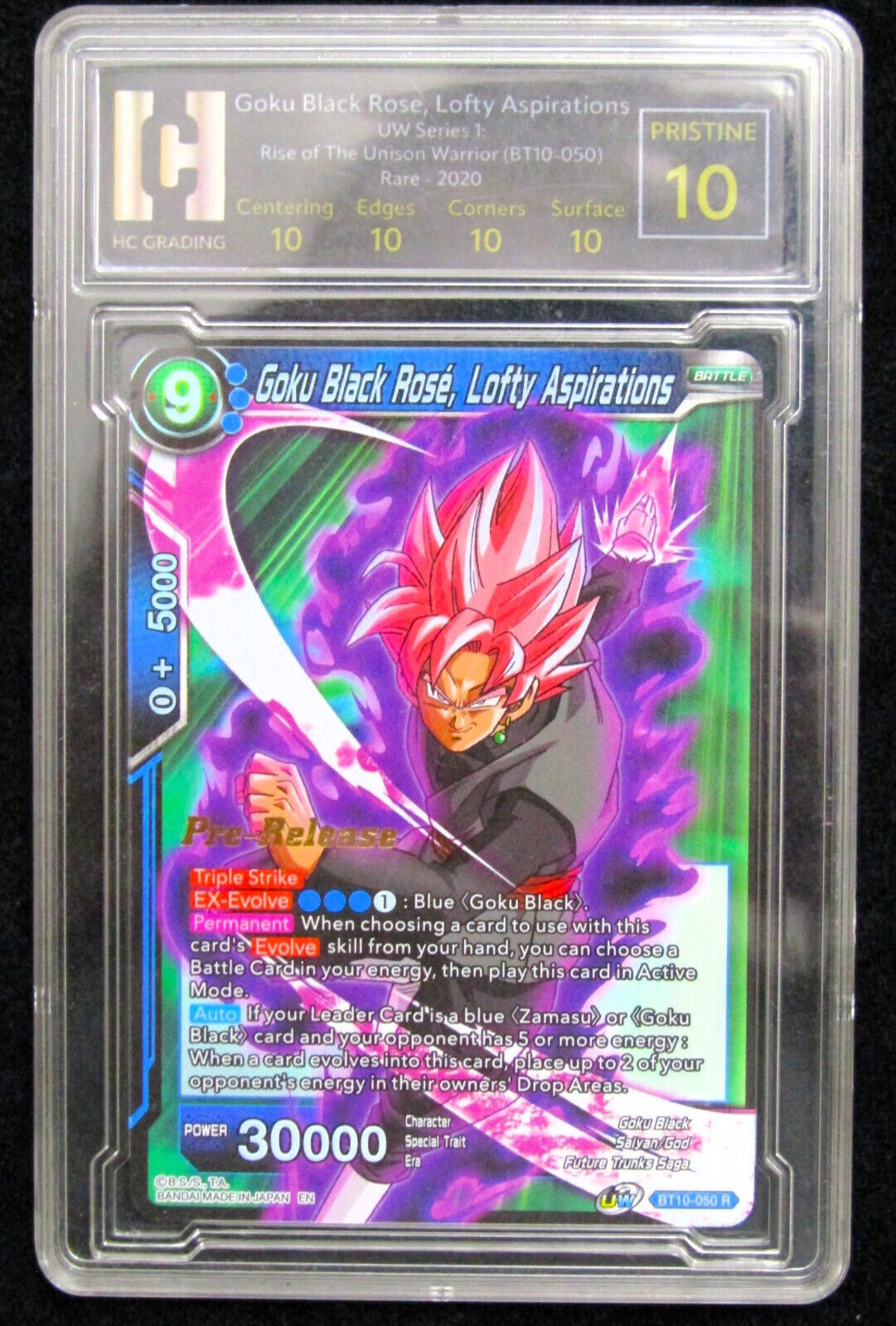 Dragon Ball Super TCG Goku Black Lofty Aspirations Pre-Release HC Grading 10 - CCG Individual Cards
