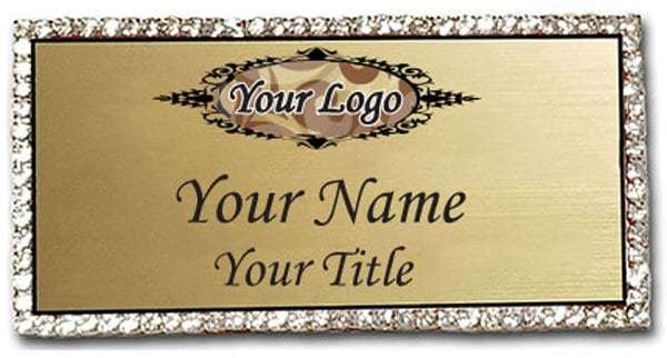 CUSTOM BLING CRYSTAL Edges personalized Name Badge Tag with a magnet ...