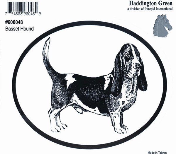 Basset Hound Decal - Dog Breed Oval Vinyl Black & White Window Sticker ...
