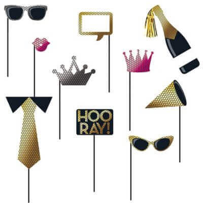 Black & Gold Sequin Photo Booth Props - Toys & Hobbies