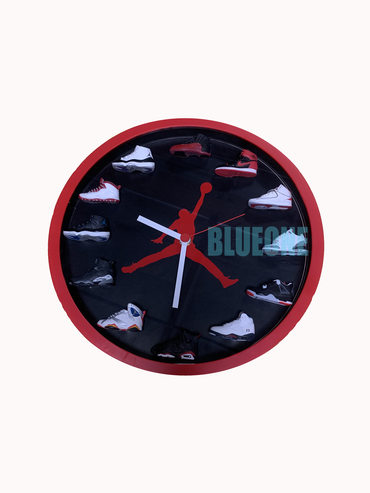 12" 3D Jordan Black Red Quartz Clock - Basketball-NBA