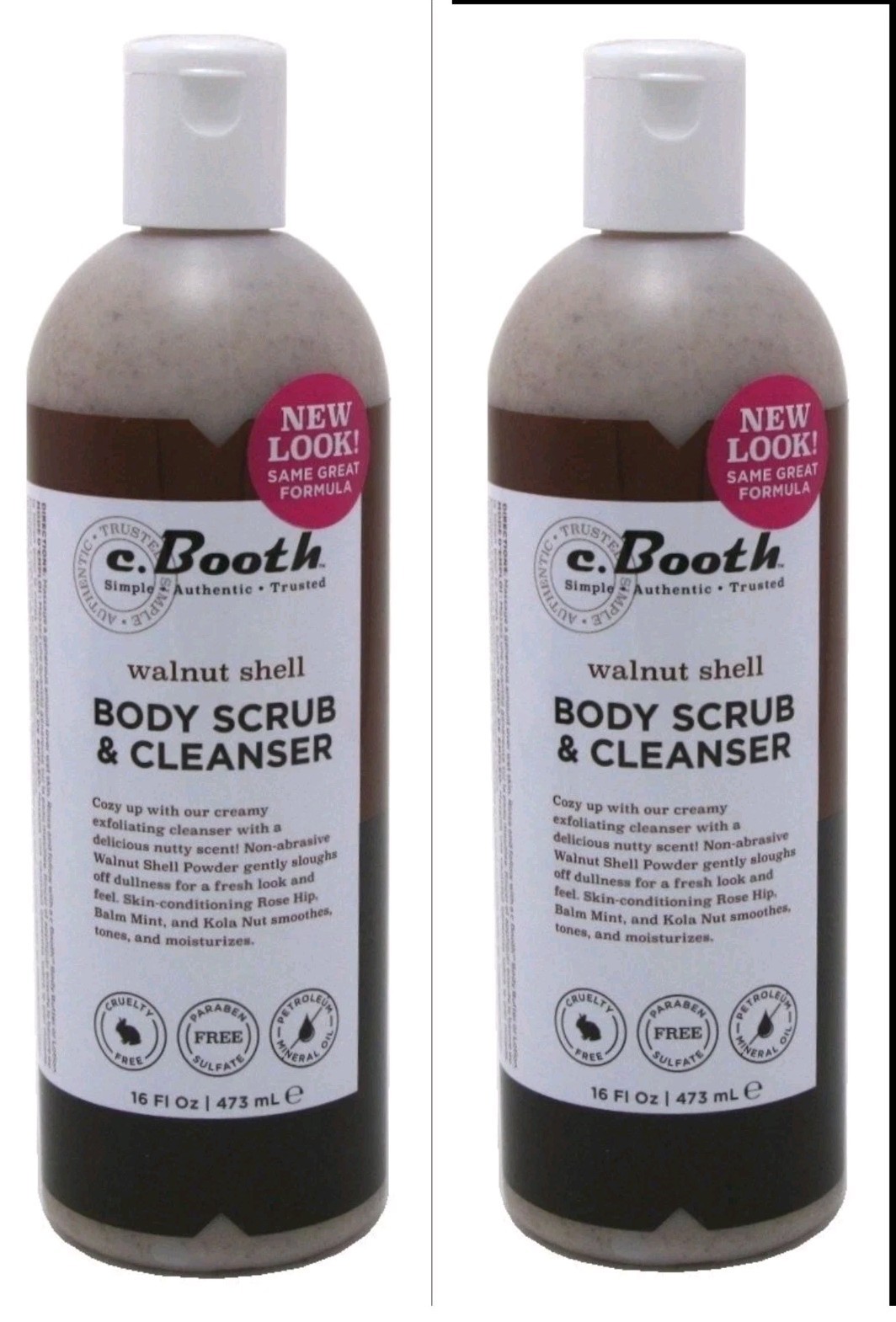 C.Booth Walnut Shell Body Scrub & Cleanser 16 oz Lot x 2 - Body Washes ...