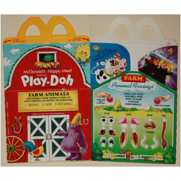 1986 McDonalds Play Doh III Farm Animals Happy Meal Box - Fast Food