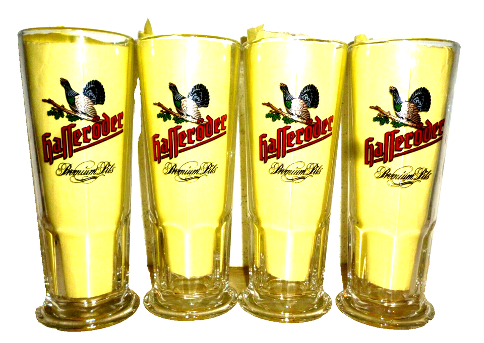 4 Hasseroder Premium Pils German Beer Glasses Seidel - Germany