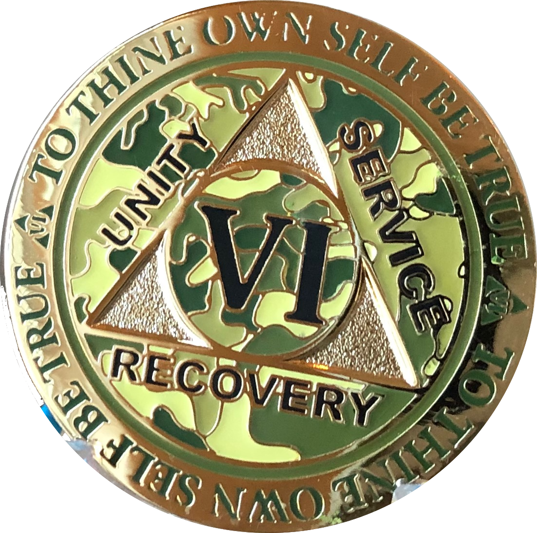 6 Year AA Medallion Reflex Camo Gold Plated Sobriety Chip Camouflage ...