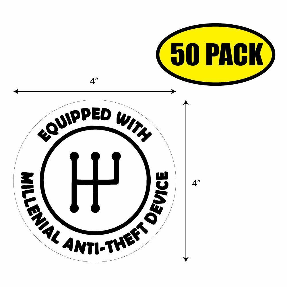 50 PACK 4"x4" MILLENIAL ANTI-THEFT DEVICE Sticker Decal Humor Funny ...