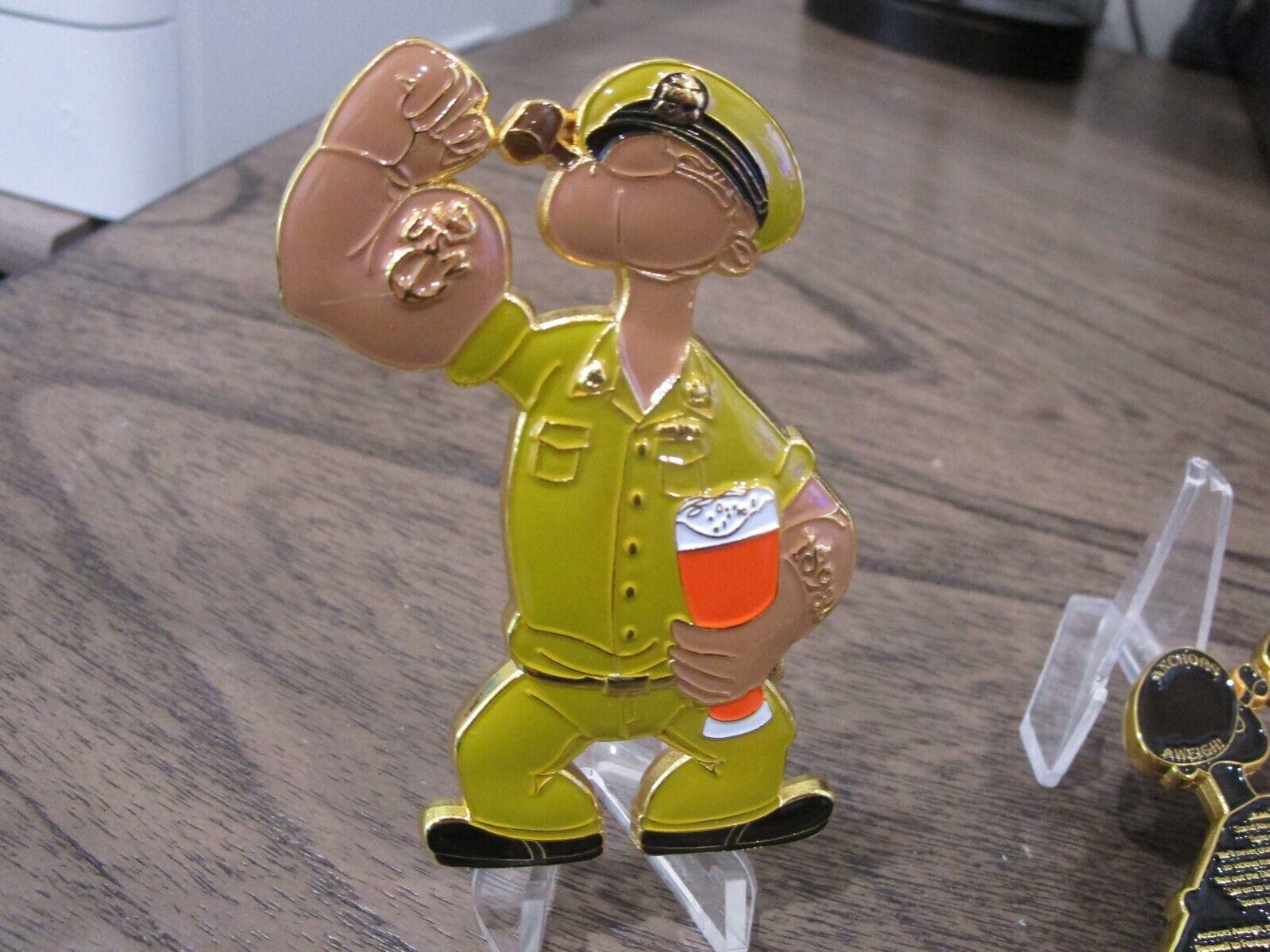 USN Anchors Aweigh Dark Skin Popeye Man Navy Chief CPO Challenge Coin ...