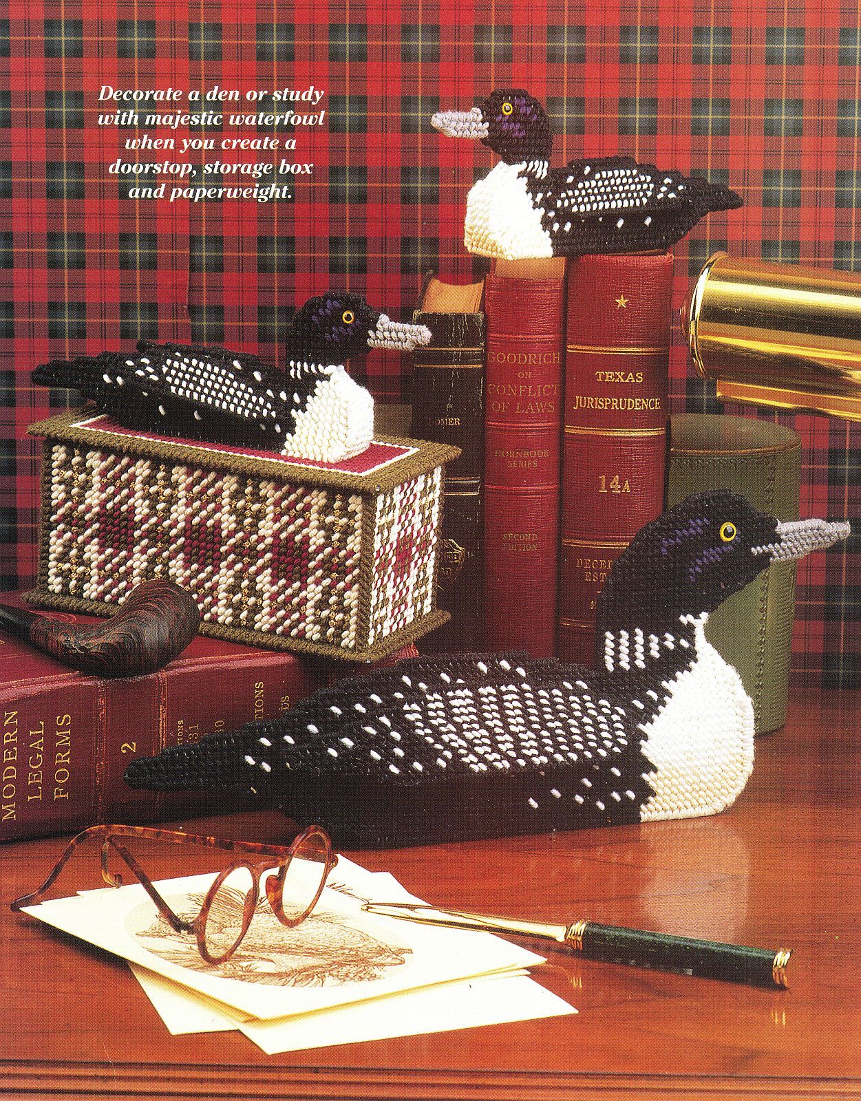 Plastic Canvas Loon Study Set Sweatshirt Mallards Cattails Topiary Tree ...