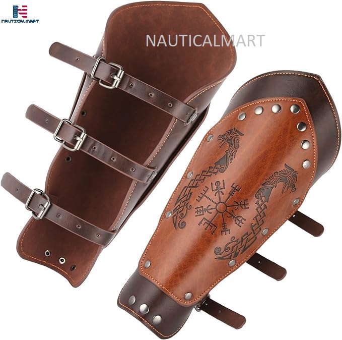 Leather Gauntlet Wristband Medieval Arm Armor Viking Arm Guards Bracers ...