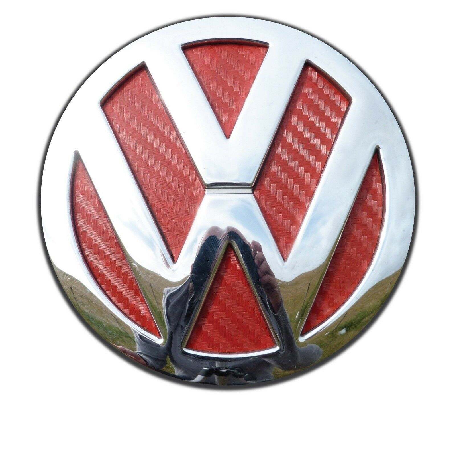 VW Volkswagen T5 & T6 Transporter Van Red Carbon Fibre REAR Badge ...