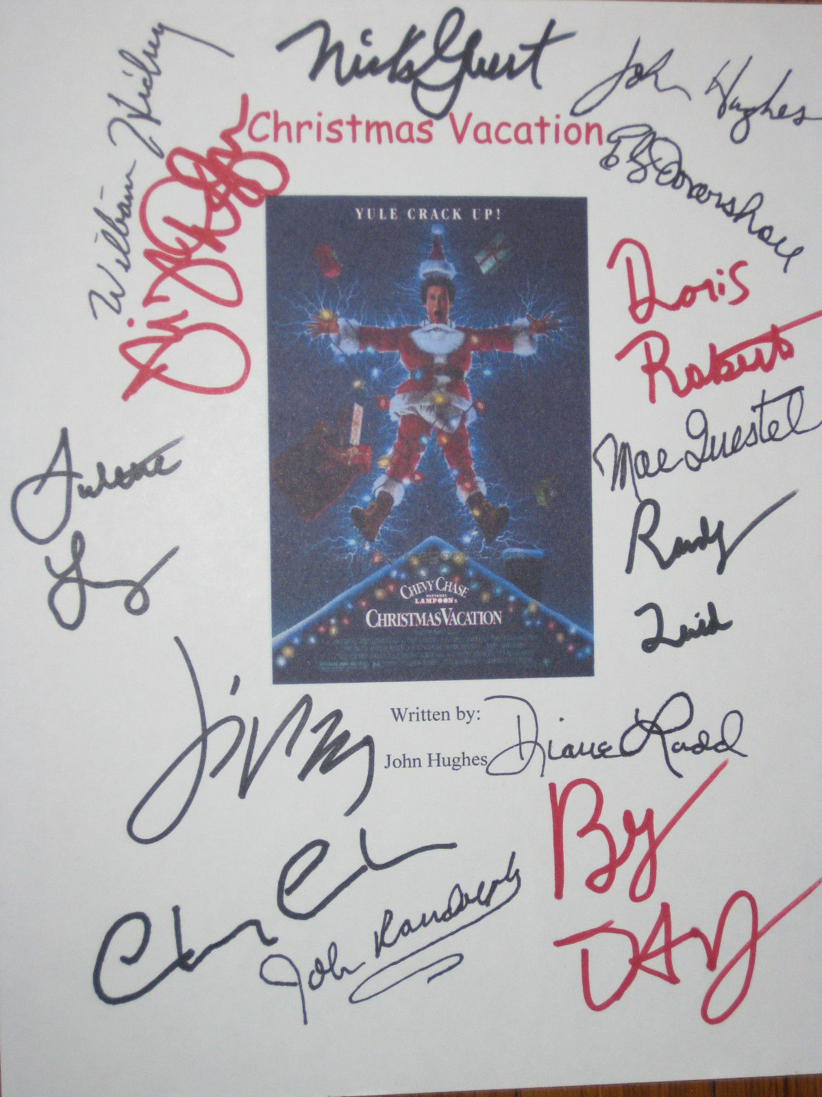 Christmas Vacation Signed Script X14 Chevy Chase D'Angelo Quaid Lewis ...
