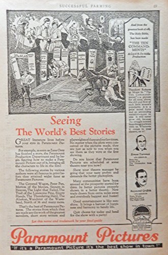 Paramount Pictures. Print Ad. 20's Color Illustration. Original 1925 ...