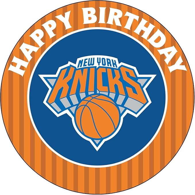 6" Round Pre-Cut New York Knicks Birthday Edible Image Cake Topper By ...