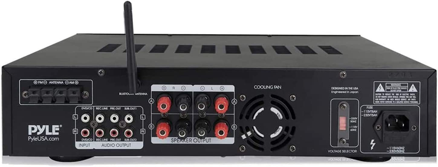 Pyle 4-Channel Bluetooth Home Power Amplifier - 2000 Watt Audio Stereo ...