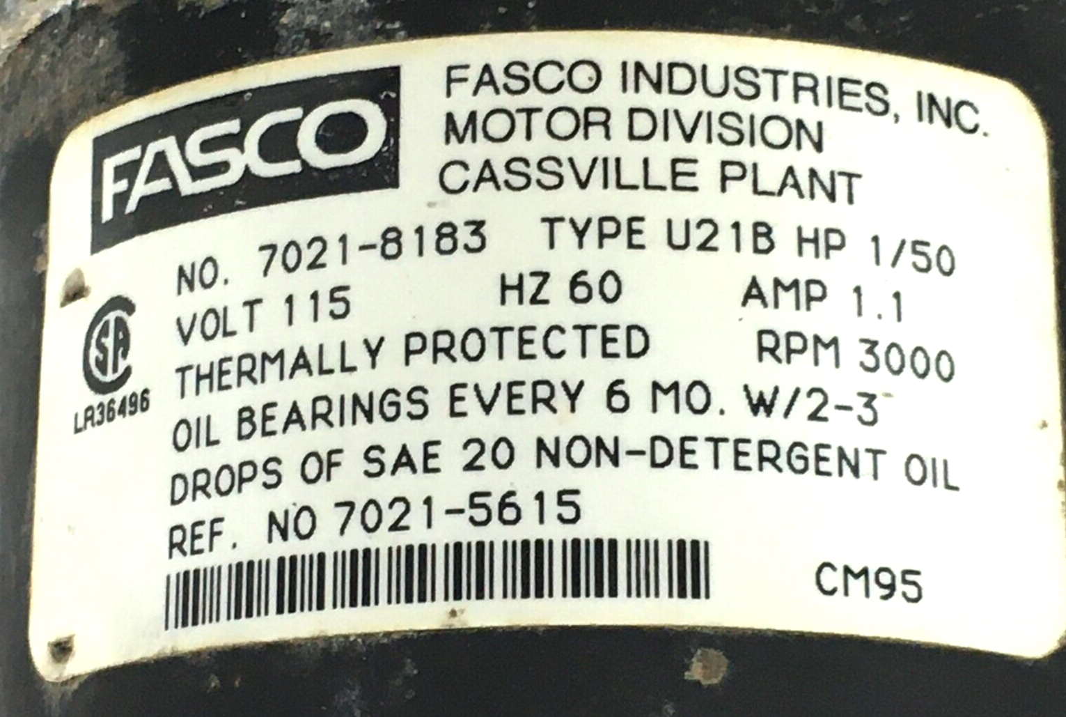 Fasco 7021-5615 Furnace Inducer Blower Motor 7021-8183 used tested # ...