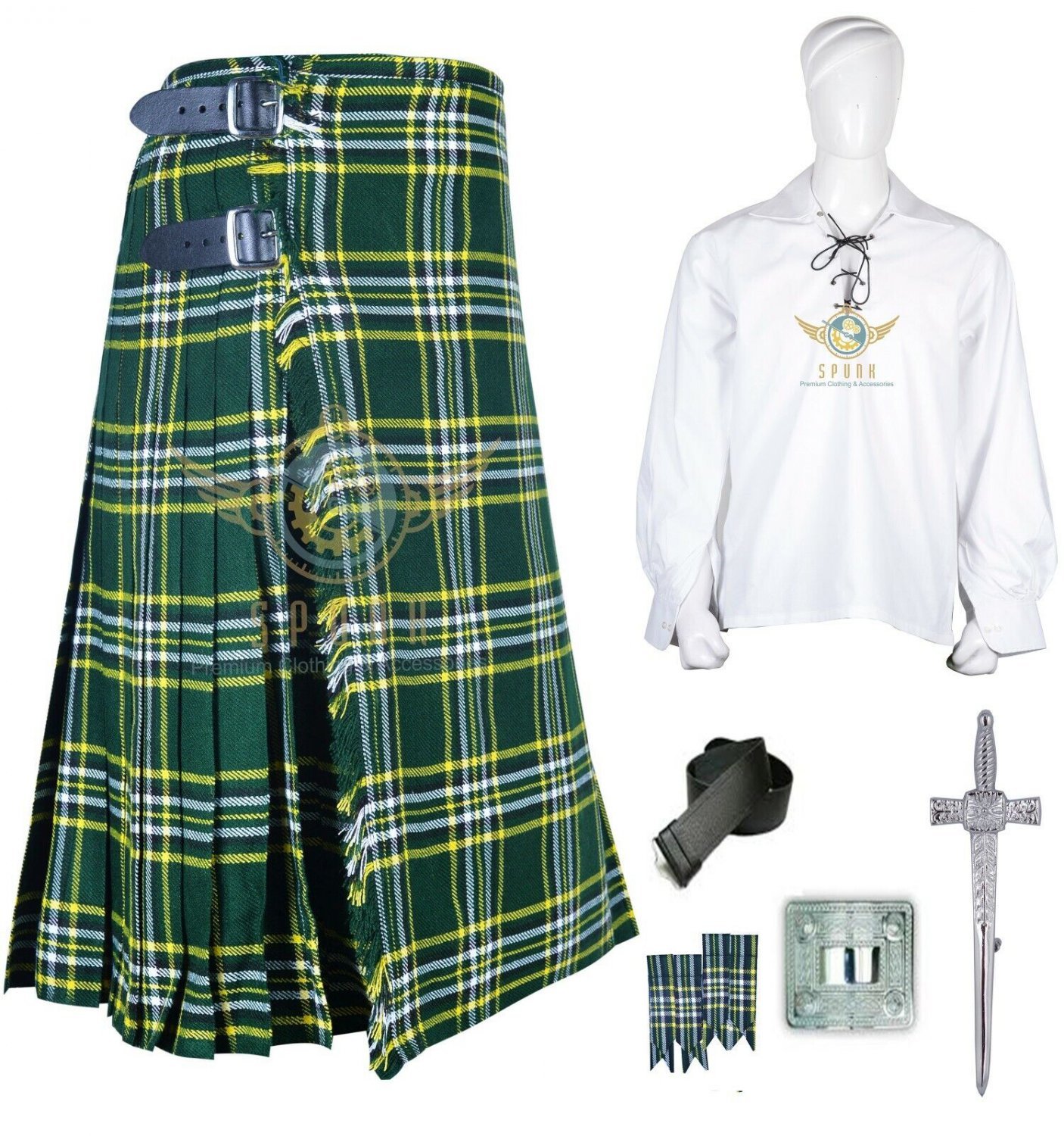 Men S Scottish Traditional 8 Yard St Patrick Tartan Kilt With