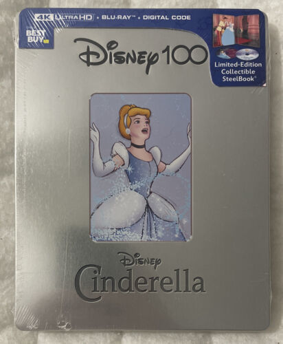 Cinderella Steelbook 4K Ultra HD Blu-Ray + Blu-Ray + Digital Disney 100 ...