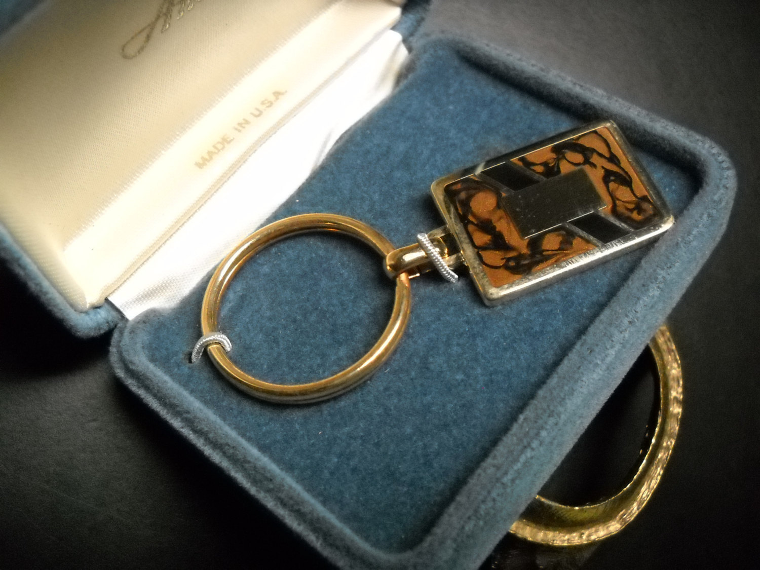 Anson Key Chain Gold Color Metal Brown Black Still in Original Box ...