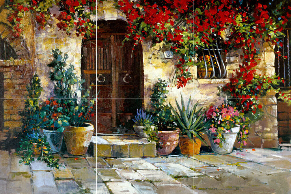 pienza tuscany italy flower garden home ceramic tile mural backsplash ...