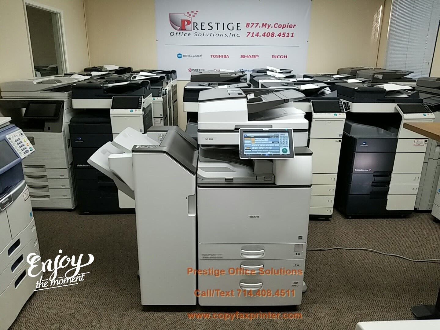 Ricoh MP 4055 Black/White Copier Printer Scanner with Stapling Finisher ...