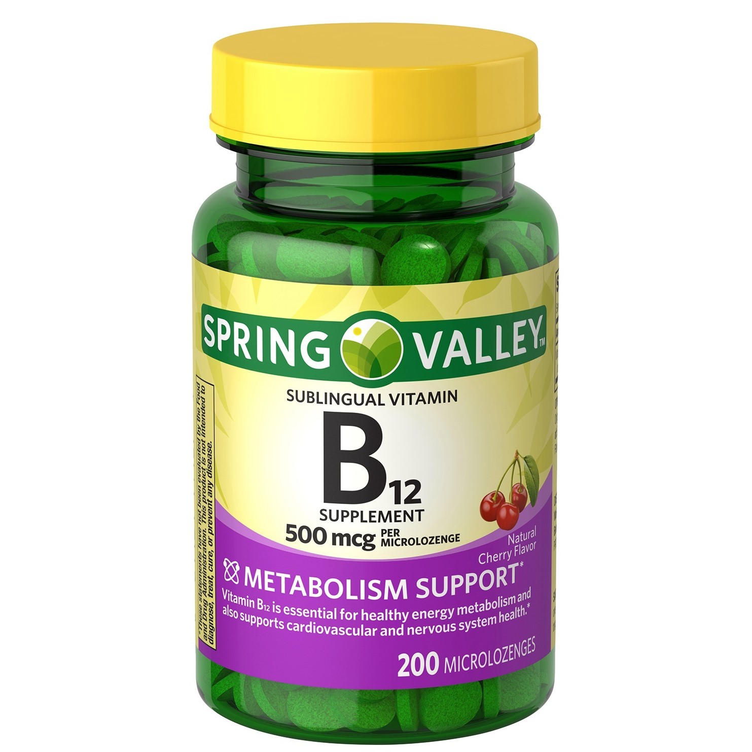 Spring Valley Sublingual Vitamin B12 Microlozenges, 500 mcg, 200 ...