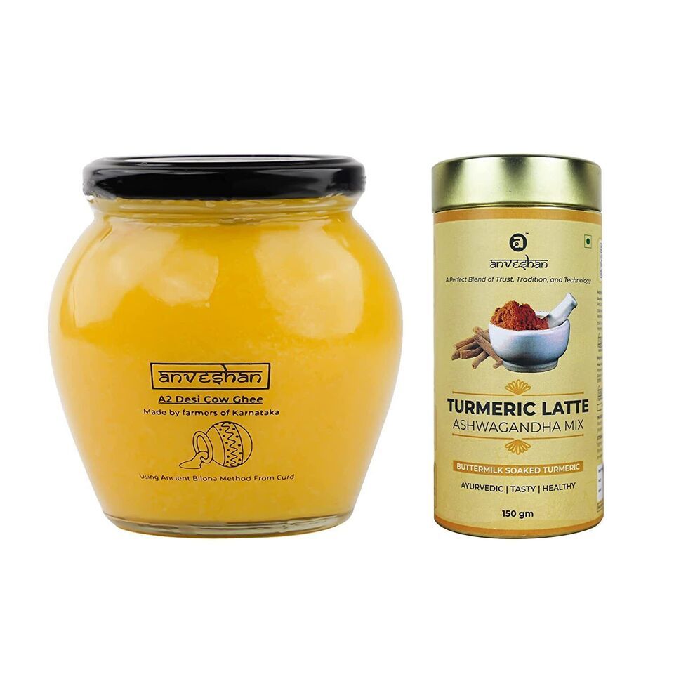Cow Ghee 500ml and Turmeric Latte 100g | Combo Pack | Healthy and ...