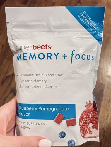 SuperBeets Memory & Focus Brain Supplement Chews Blueberry Pomegranate ...