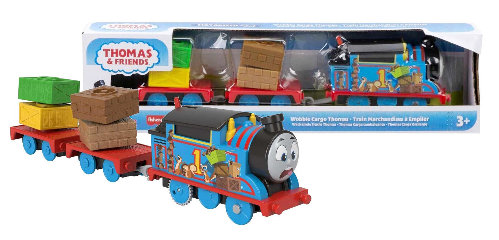 Thomas & Friends Wobble Cargo Thomas Motorized Engine with 2 Cargo Cars ...