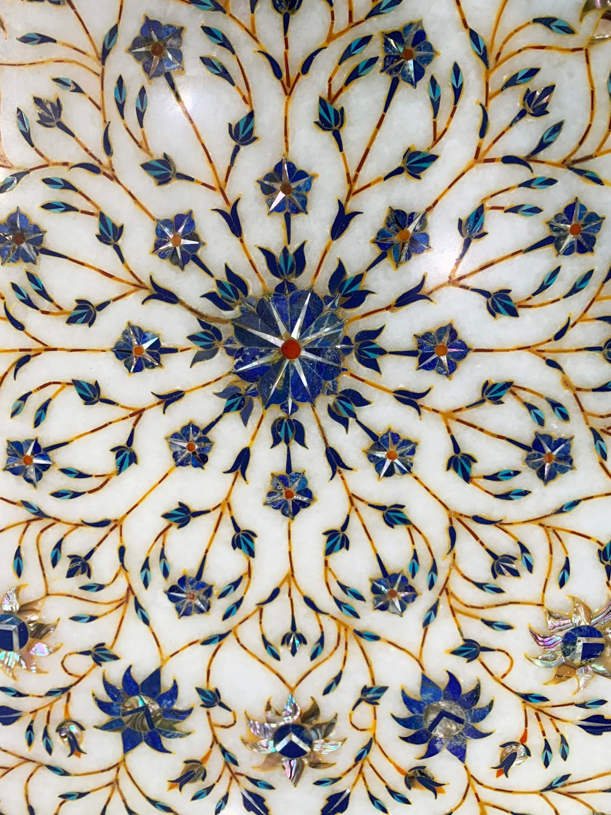 24"Coffee table Top in White Marble Inlay Art, Indian Inlay Art Table ...