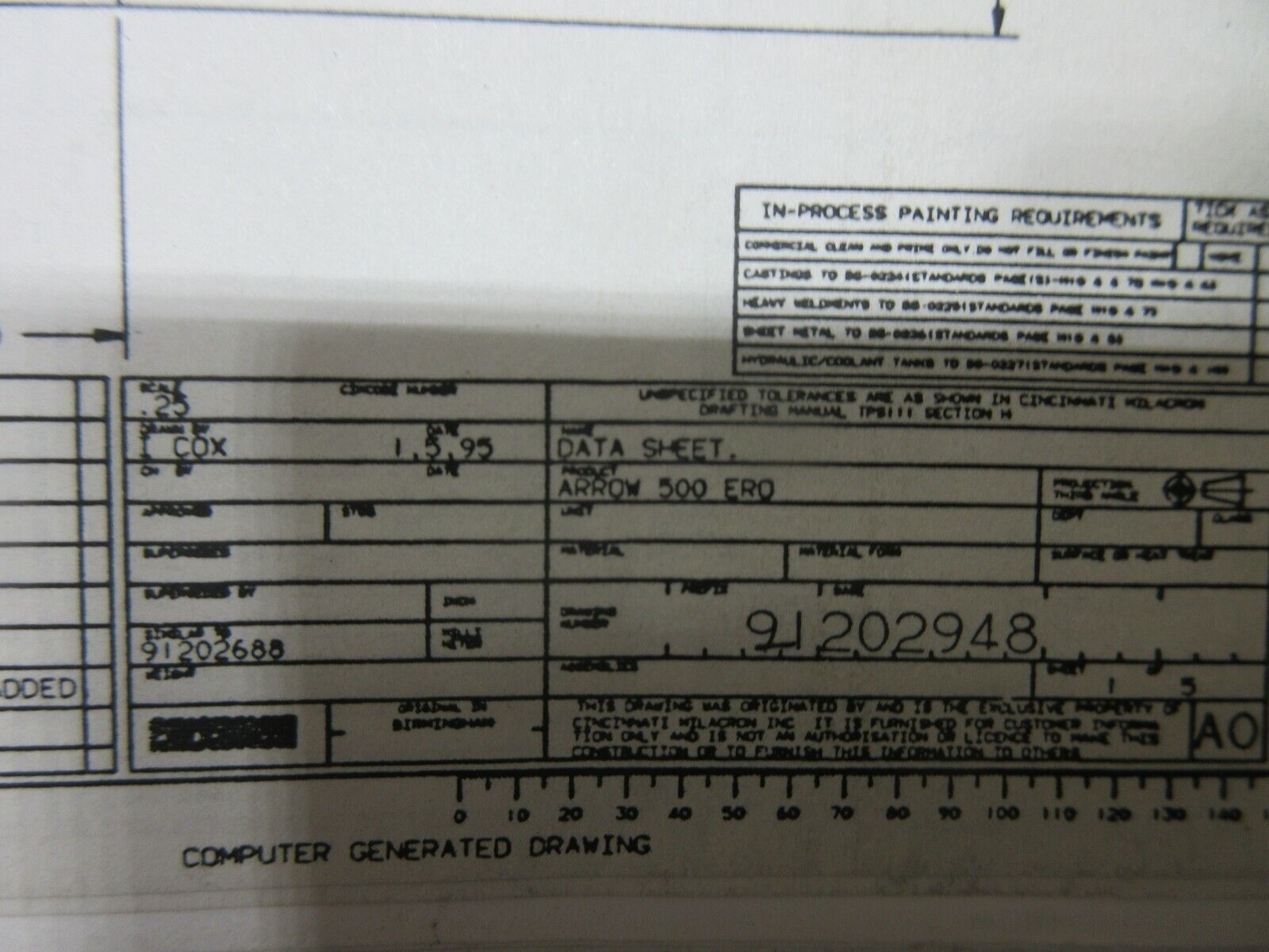 CINCINNATI 500 ARROW 500 ERO CNC VERTICAL MILL SCHEMATICS DIAGRAM I COX ...