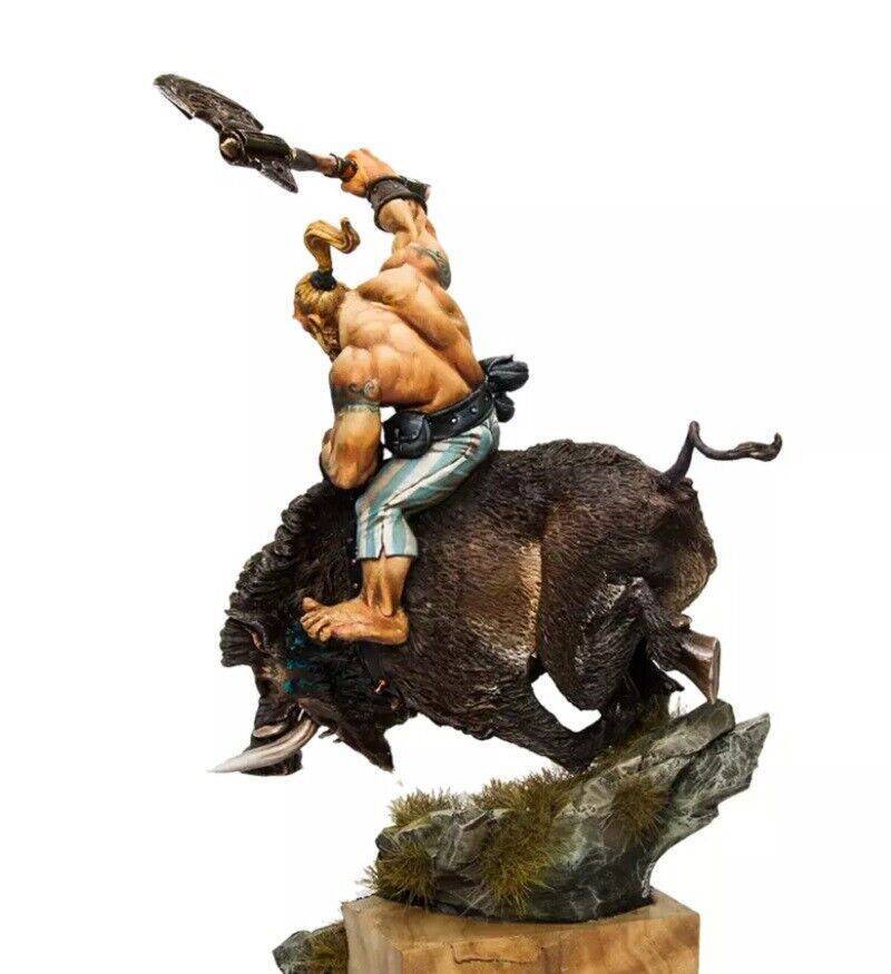 1/24 Resin Model Kit Warrior Barbarian Riding a Boar Unpainted - Figures