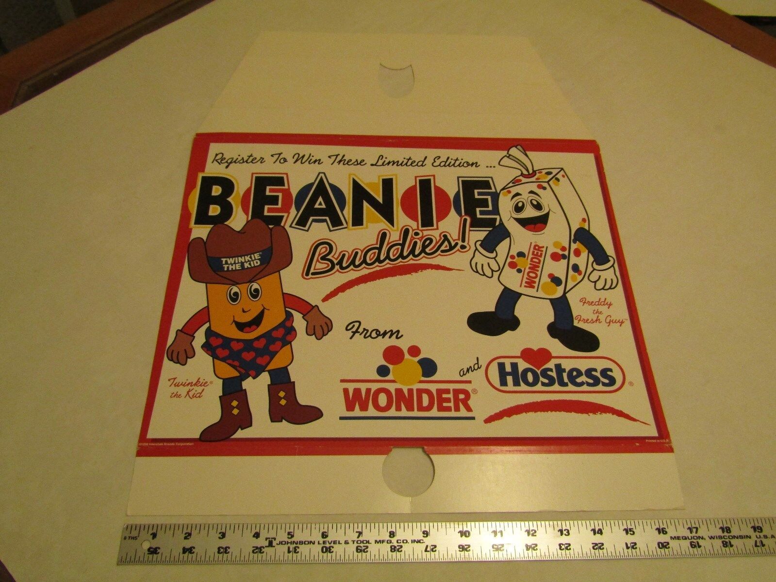 Hostess Wonder Bread Beanie Buddies Thin Cardboard Pole Sign ...