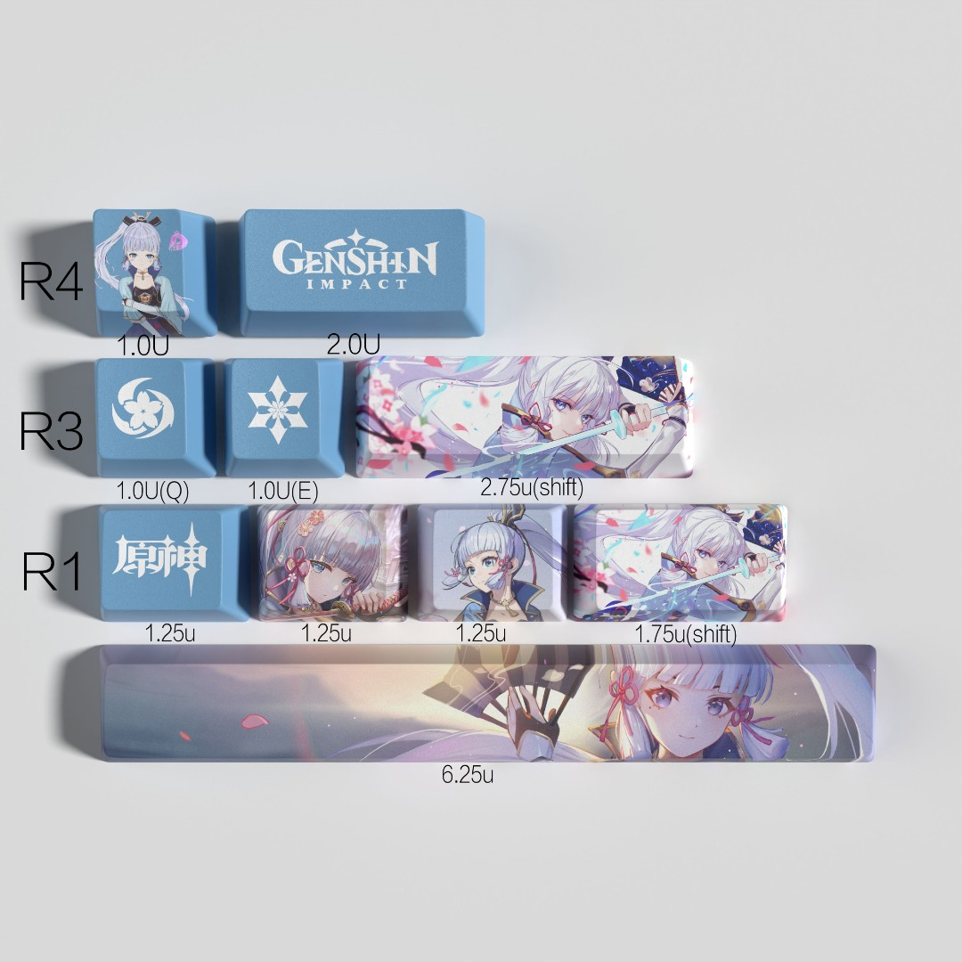 Genshin Impact Themed Keycaps Kamisato Ayaka PBT heat-sublimation ...