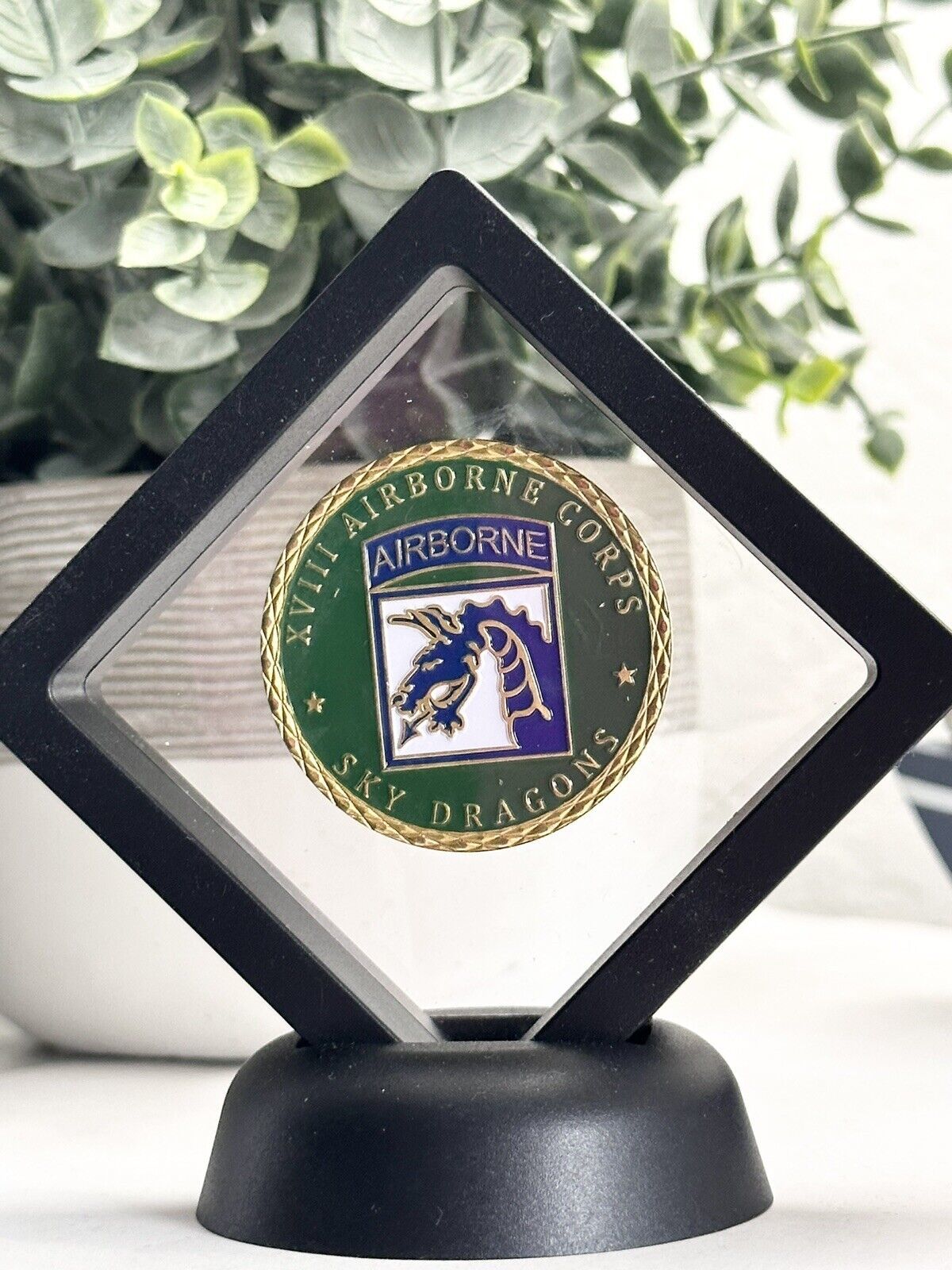 US ARMY XVIII AIRBORNE CORPS Sky Dragons Challenge Coin With Display ...