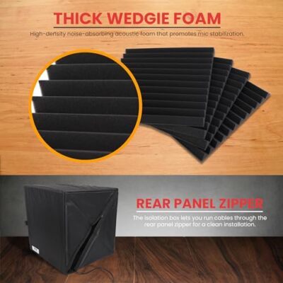 Pyle PSIB27 Sound Booth - Studio Soundproof Foam Shield Isolation ...